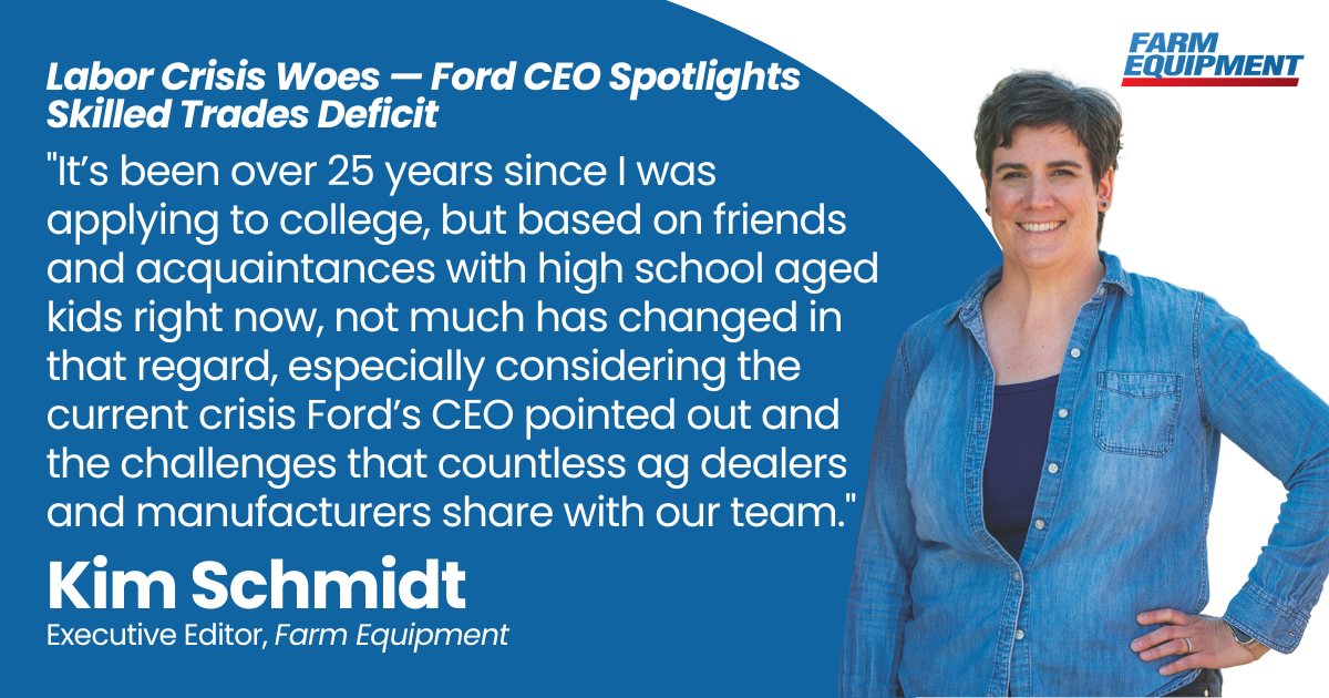 Labor Crisis Woes — Ford CEO Spotlights Skilled Trades Deficit
