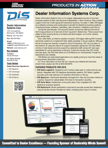 Products in Action, January 2015: DIS